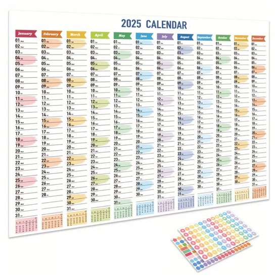 Jaarplanner 2025 - Stijlvolle Muurposter - 74 x 52 cm - Muurkalender ...