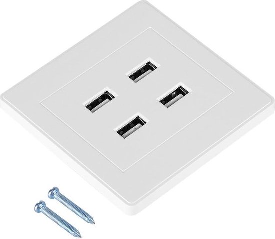 Stopcontact met 4 USB-poorten voor snelle oplader - Ideaal voor ...