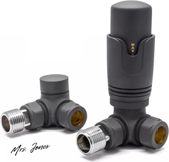 Mrs. Jones Antraciet Grijs Hoek TRV Thermostatische Radiator Valve ...