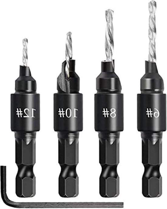 Diepte Verstelbare Quick Release 3in1 Hout Pilot Bits Boren 6 # 8 # 10 ...