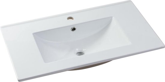 Vente-unique Rechthoekige witte inbouwwastafel van keramiek - 101 x 46 ...