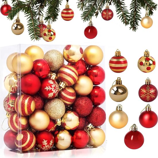 Set van 50 Rode Kerstballen - Feestelijke Decoratie - Onbreekbaar ...