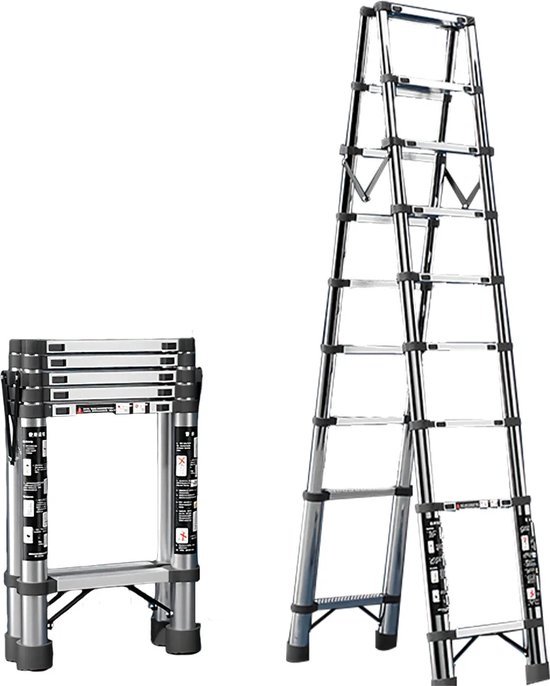 Mrs. Jones® Telescopische Ladder - 230cm - Roestvrijstaal ...