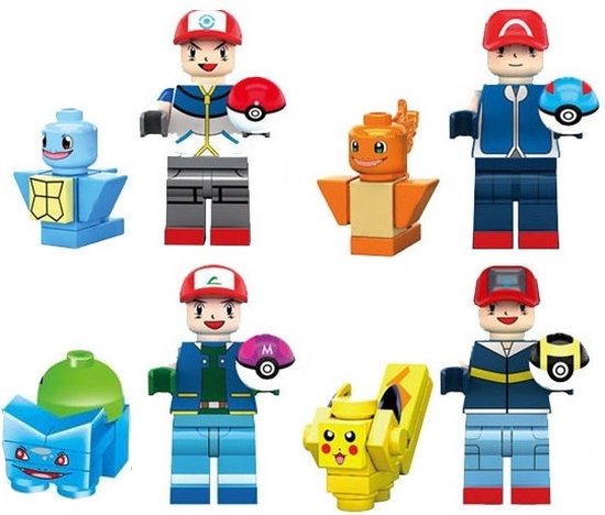 Pokemon set voor lego - 4 trainers met pokemon (8 stuks) | bol