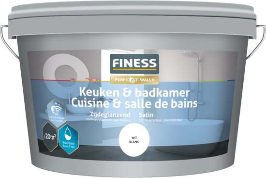 Finess keuken en badkamer verf - wit - 2,5 liter | bol