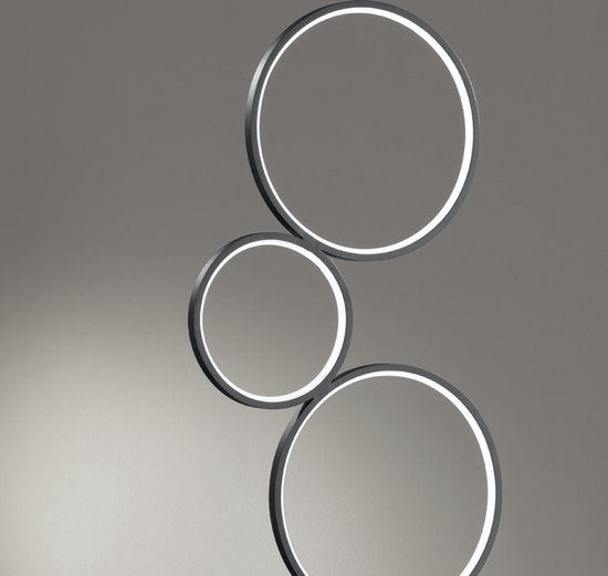 Trio Rondo - Vloerlamp Industrieel - Zwart - H:115cm - Universeel ...