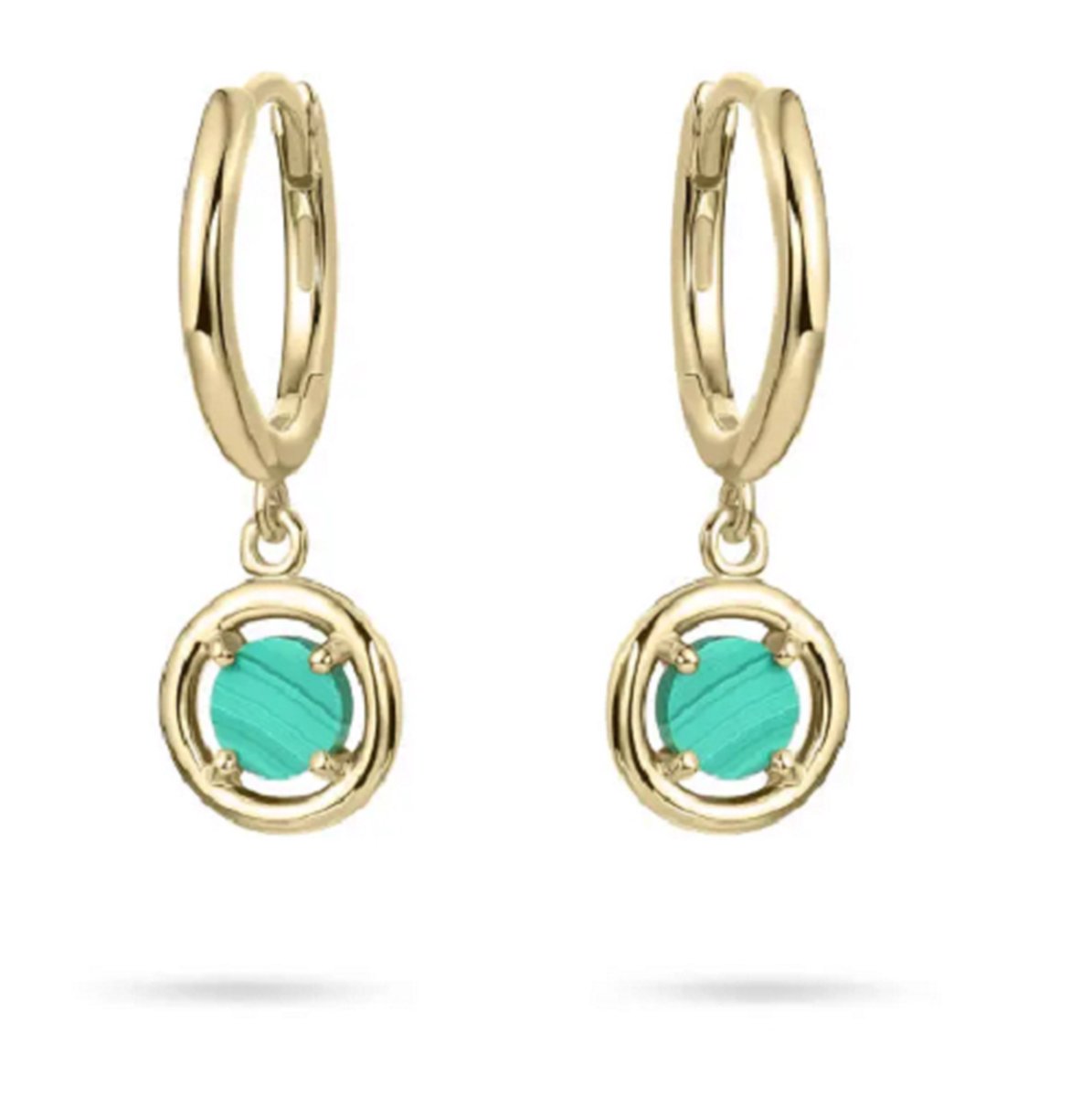 Schitterende 14 Karaat Gouden Klap Oorringen Rondje Groene Edelsteen ...