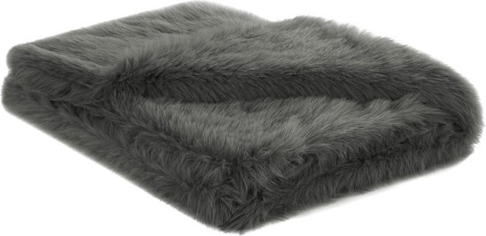 Heckett & Lane Perle Plaid - 140x200cm - Fake Fur - Classic Grey | bol.com