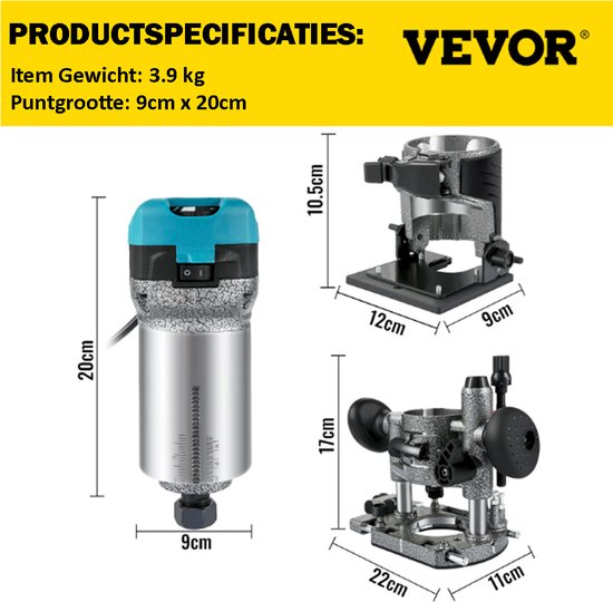 Vevor Bovenfrees - Houtfrees - Hoge Kwaliteit | bol