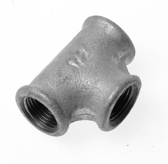 Nefit Ind Nr130 T stuk 90° met 3 x binnendraad 1/2 gegalvaniseerd | bol