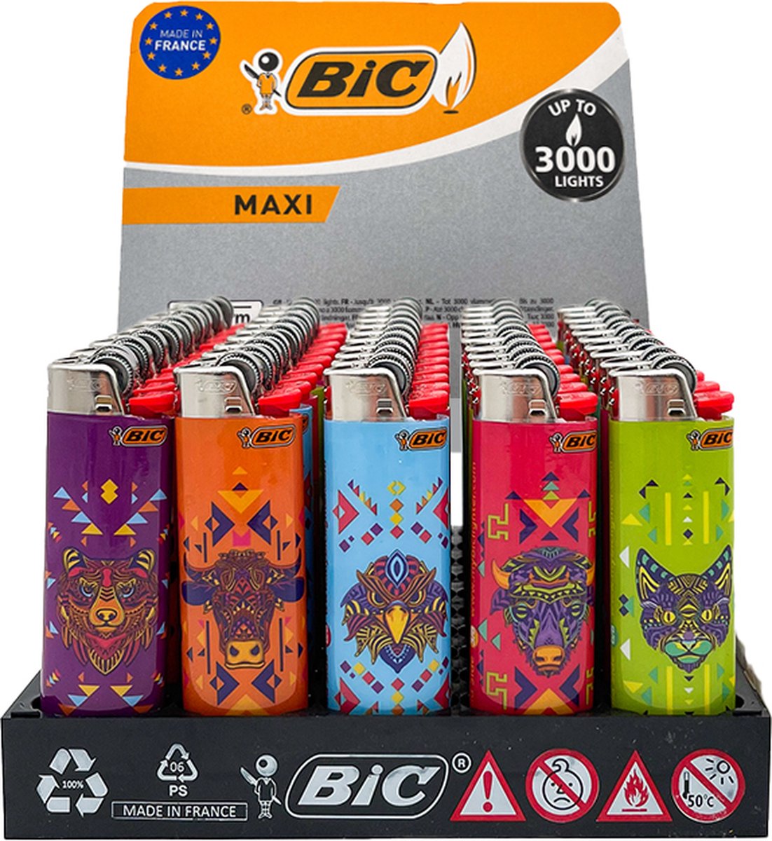 BIC MAXI aansteker J26 Display(50stuks) - Design Animals | bol.com