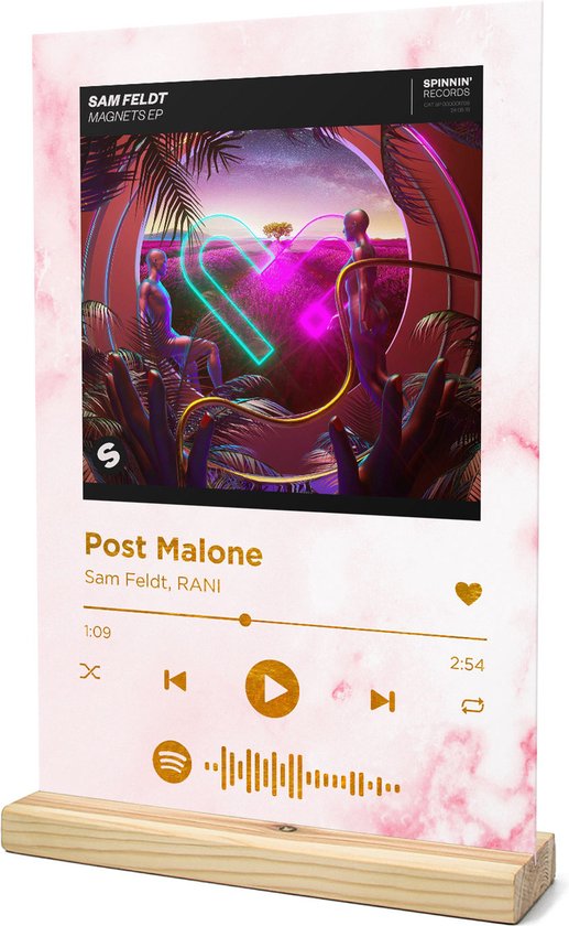 Songr Spotify Muziek Bordje - Post Malone - Sam Feldt, RANI - 20x30 ...
