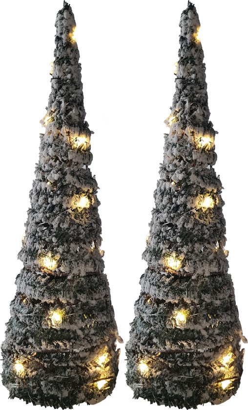 Set van 2x stuks LED kegel kerstboom verlichting - 40 cm - groen ...