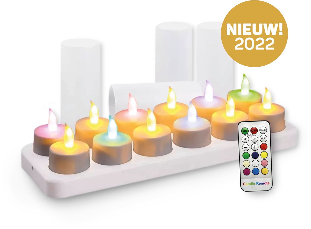 Vulpes Goods® LED Kaarsen Oplaadbaar - 12 Waxinelichtjes met ...