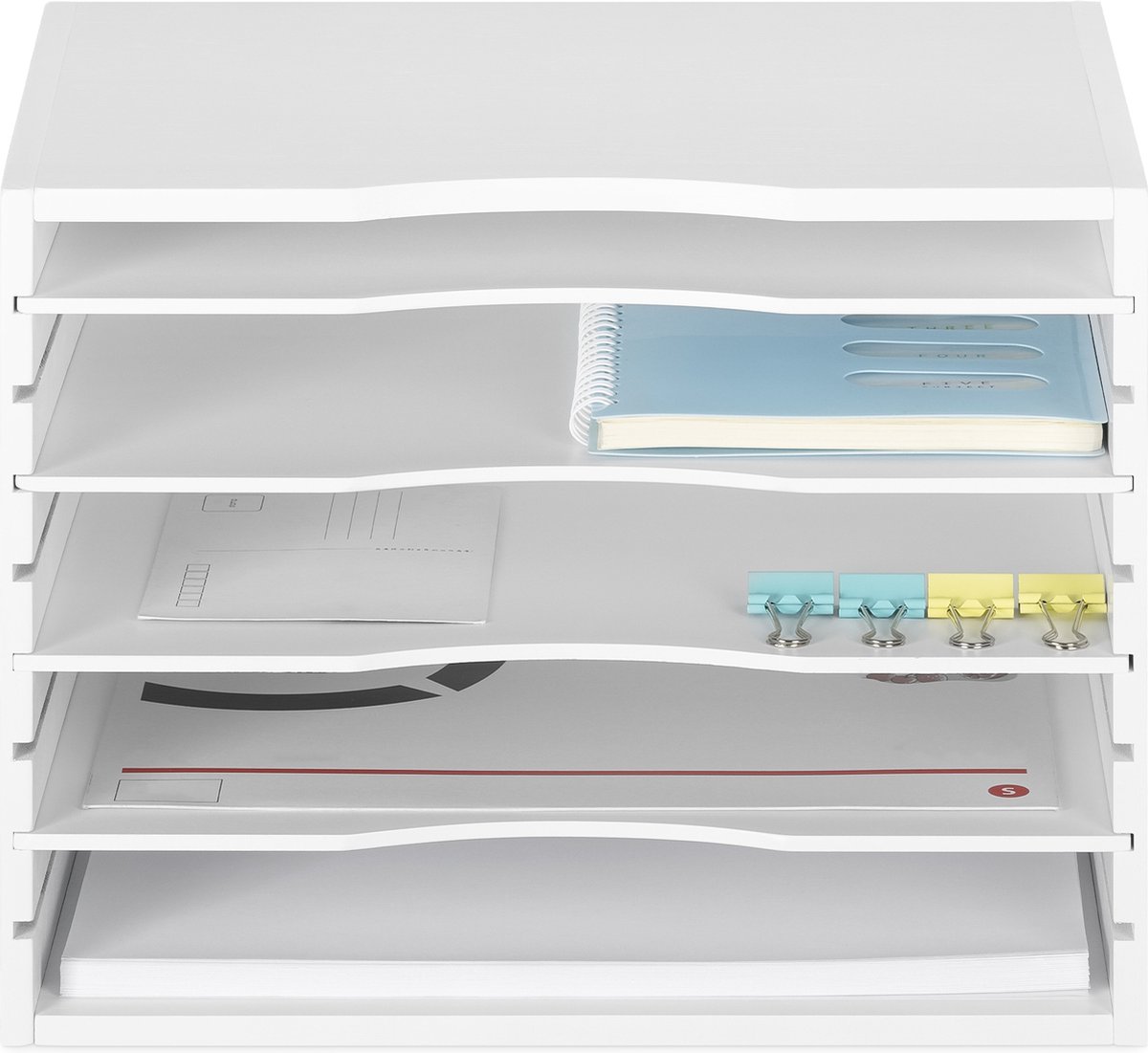 Navaris houten bureau organizer brievenbak - Gemaakt van bamboe - 33 x ...