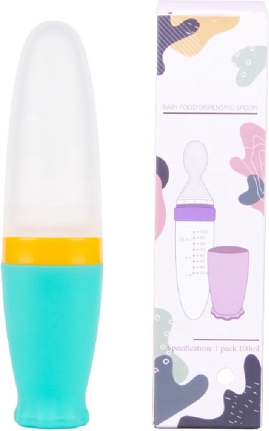 Baby knijpfles - baby knijpfles met lepel - 90ml - blauw - feeding spoon - flesje met... | bol.com