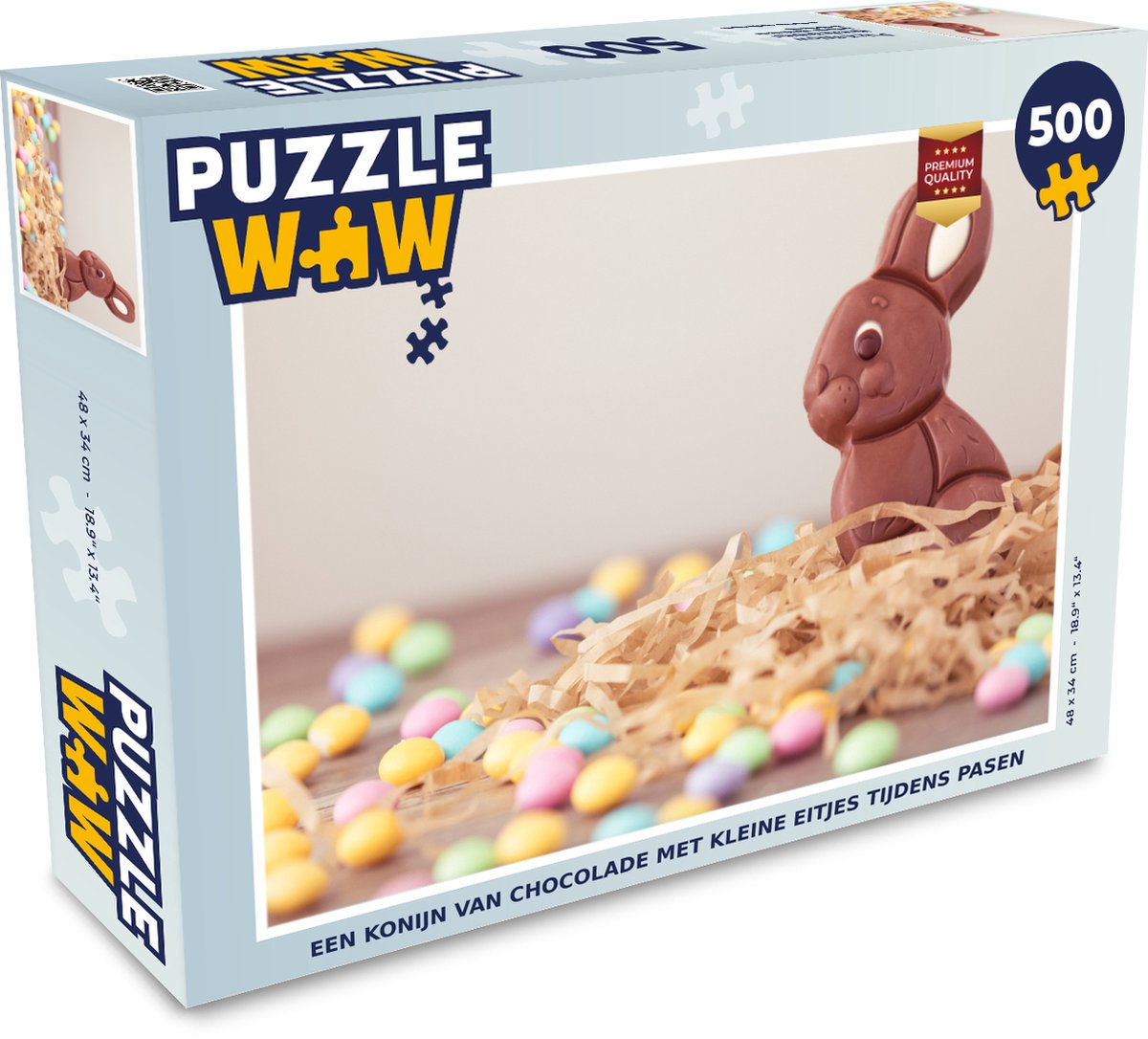 Puzzel Een konijn van chocolade met eitjes tijdens Pasen - Legpuzzel ...