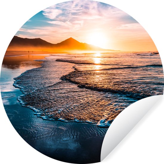 WallCircle - Behangcirkel - Zee - Berg - Avond - Lucht - Zon - ⌀ 120 cm ...