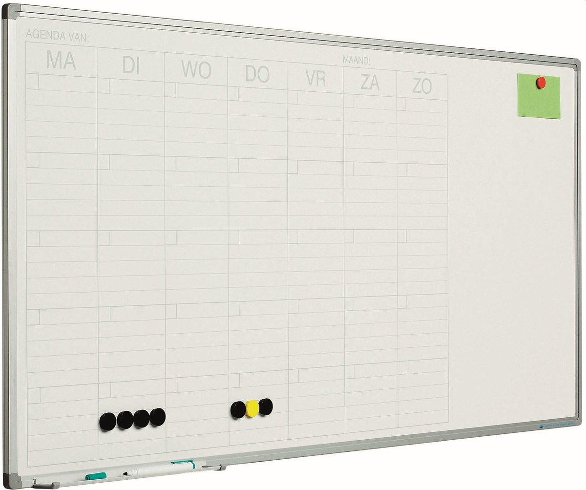 Whiteboard Deluxe - Geëmailleerd staal - Weekplanner - Maandplanner ...