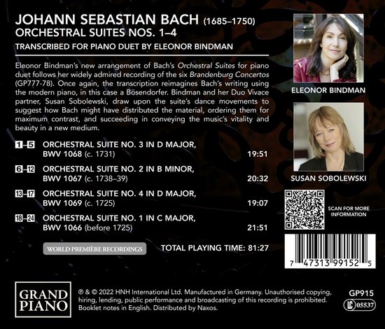 Eleonor Bindman & Susan Sobolewski - J.S. Bach: Orchestral Suites Nos 1 ...