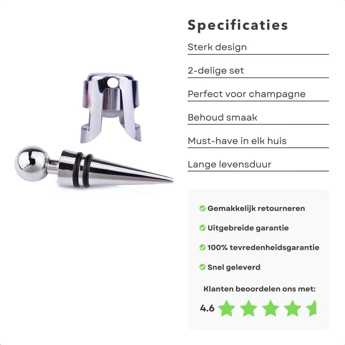 Cheqo® Luxe Wijnset - Champagne Set met Schenktuit - Wijnstopper ...