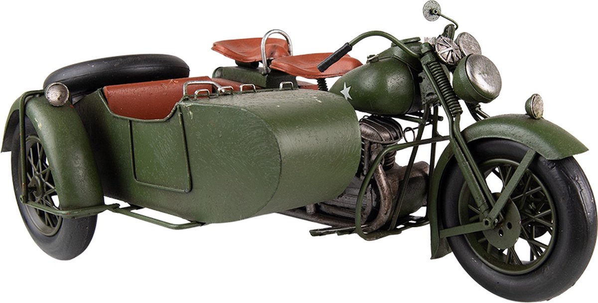 Clayre & Eef Decoratie Miniatuur Motor 38x26x18 cm Groen Ijzer ...