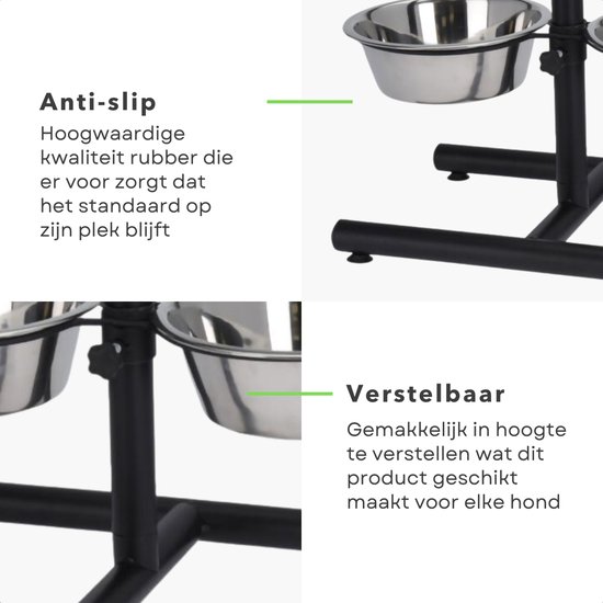 Cheqo® RVS Hondenvoerbakken - Dubbele Voerbak - Voederbak - Drinkbak ...