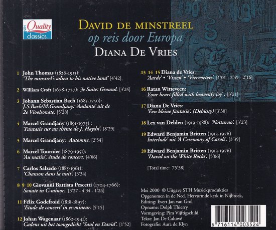 David de minstreel - Op reis door Europa - Diana de Vries speelt harpmelodiën, Diana... | bol