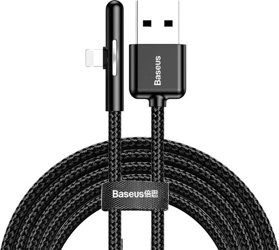 Baseus 2m USB naar Lightning kabel voor gamers 1.5A haakse nylon kabel ...