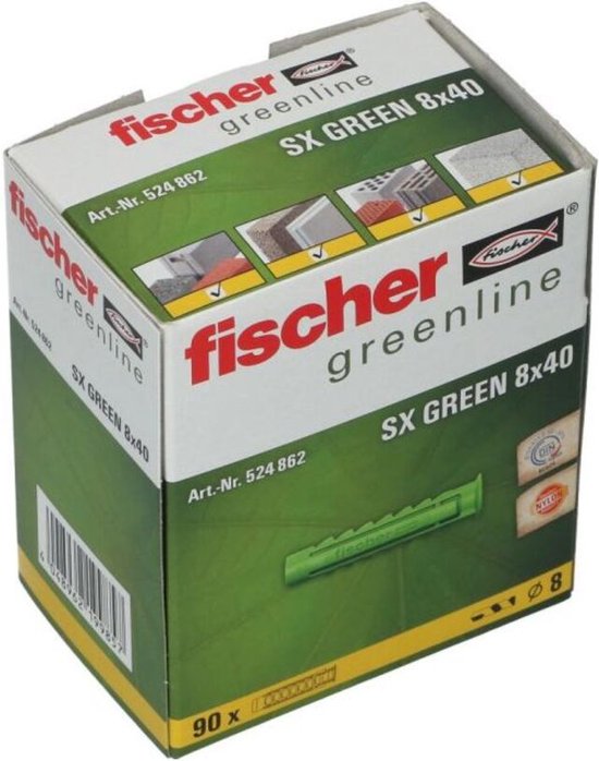 Fischer Pluggen SX Green 8 x 40 90 stuks | bol.com
