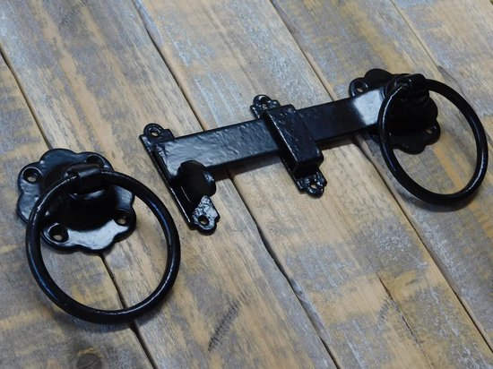 Poortslot met beslag, poortslot zwart, ringsluiting rond, smeedijzer | bol