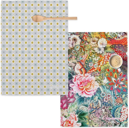 Happy Friday | Set van 2 theedoeken Boho Chic | bol.com