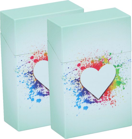 5x Kunststof sigarettendoosjes met hartjes print - Peuken bewaarbox ...