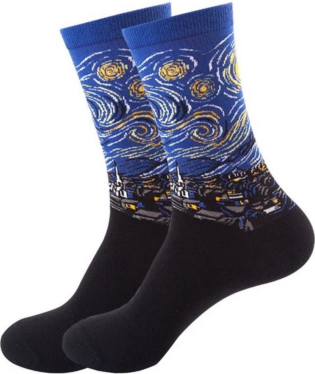 Kunst sokken - van Gogh - Sterrenwacht - Starry night - Blauw - maat 37 ...