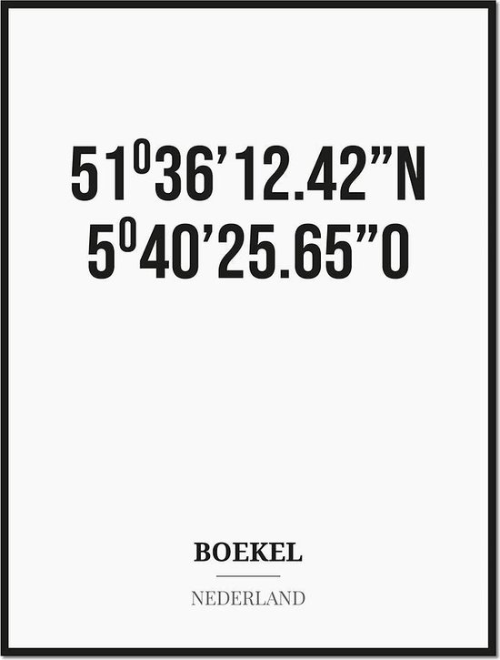 Poster/kaart BOEKEL met coördinaten | bol