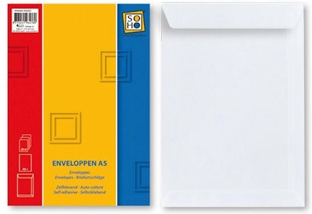 Soho Envelop Akte A5 Papier 14,8 X 21 Cm Wit 25 Stuks | bol.com