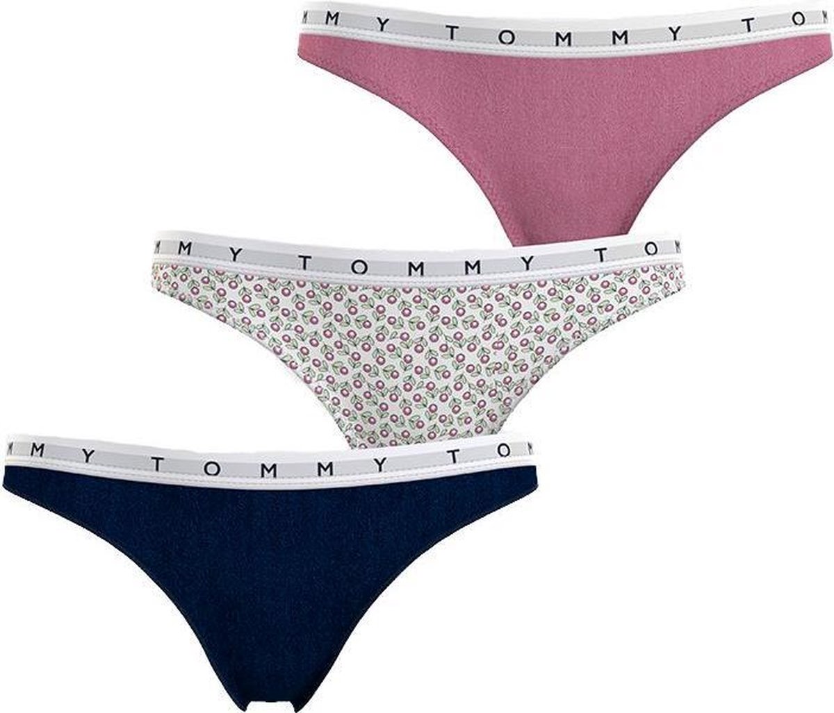 Tommy Hilfiger 3-pack dames strings - roze/floral | bol.com