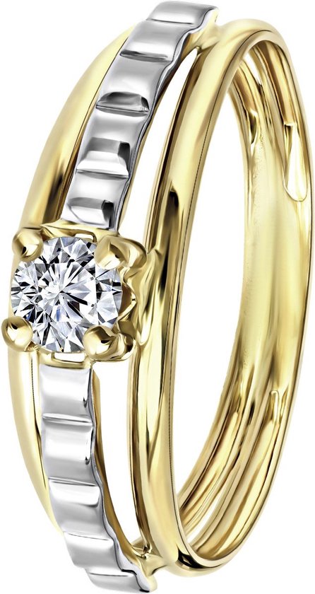 Lucardi Dames Ring met zirkonia - Ring - Cadeau voor vrouwen - 14 ...