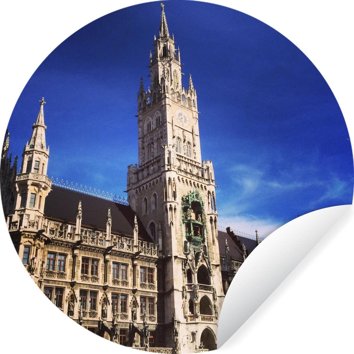 Tower of the Neues Ratthaus at Marienplatz Munich Sticker mural cercle ...