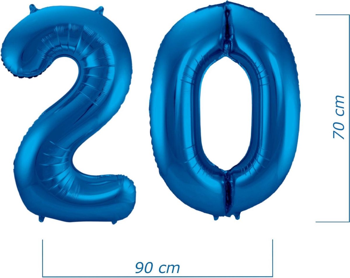 Ballon Chiffre 20 Ans Blauw 70cm Décoration De Fête D'anniversaire Avec ...