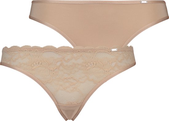 Hunkemöller String Onderbroek 2-pack Angie string - beige - Maat M | bol