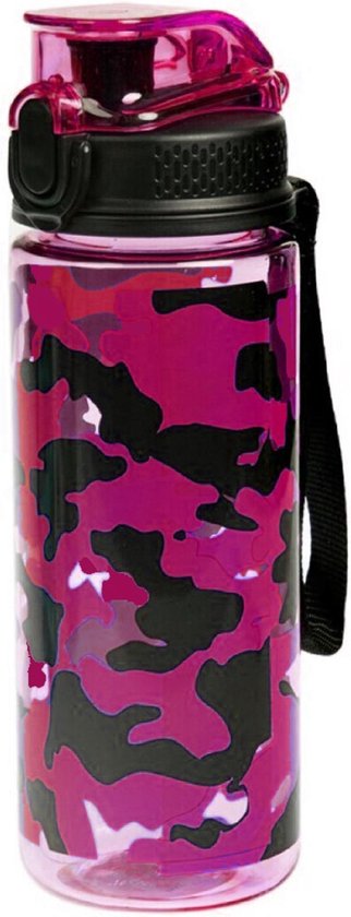 Sport Bidon drinkfles/waterfles camouflage print roze 600 Ml | bol