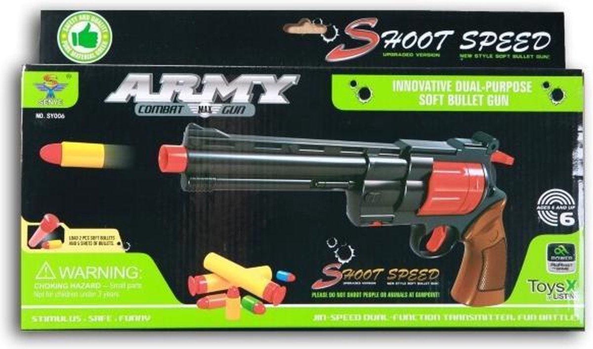 speelgoed revolver met munitie 35 cm zwart | bol.com