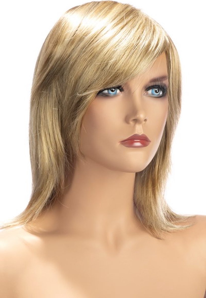 World Wigs Zoe - Pruik - Kort Blond met Meches - Opgeknipt met Schuine ...