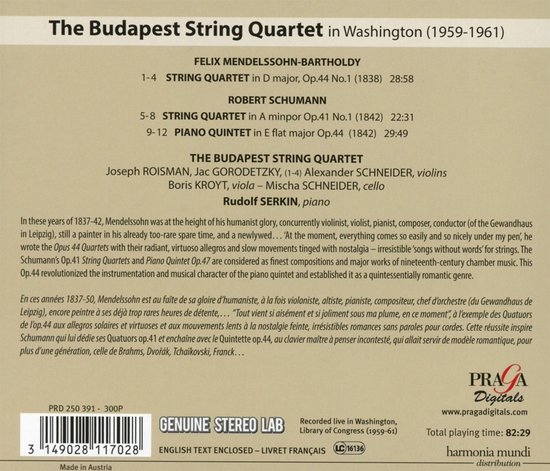 Rudolf Serkin & Budapest String Quartet - The Budapest String Quartet Plays M (CD),... | bol