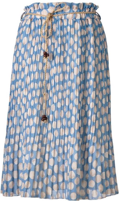 Dames plissé rok blauw met stippen en touwtjes - kort | Maat Onze size ...
