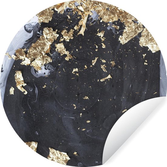 WallCircle - Muurstickers - Behangcirkel - Marmer - Wit - Zwart - Goud - ⌀ 120 cm -... | bol