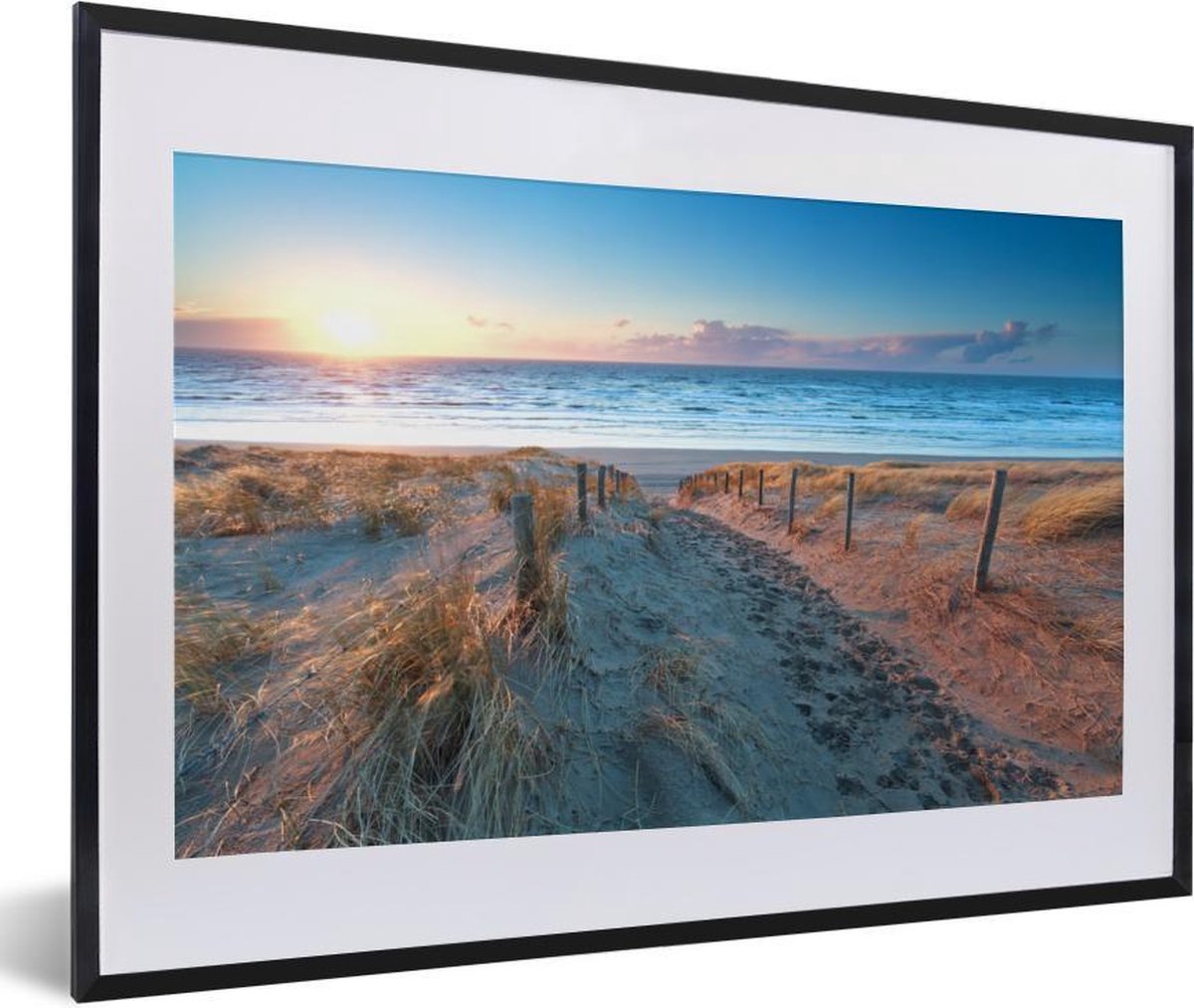 Cadre photo avec affiche - Plage - Mer - Soleil - Dune - 60x40 cm ...
