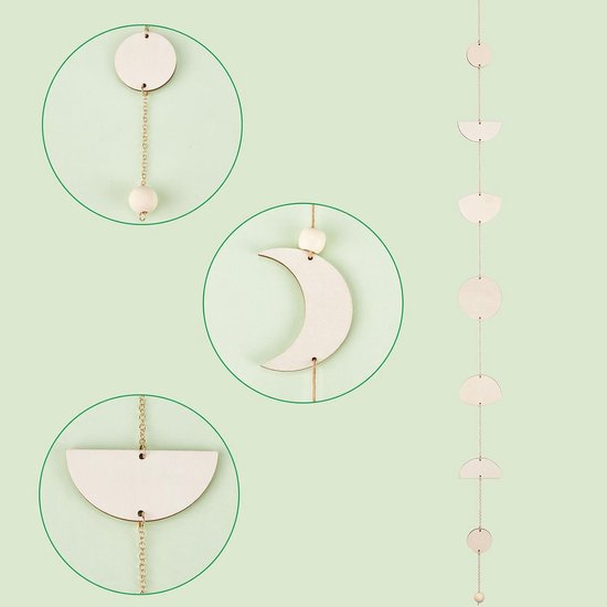 Maanfasen Wanddecoratie - Maan slinger - Boheemse decoratie ...