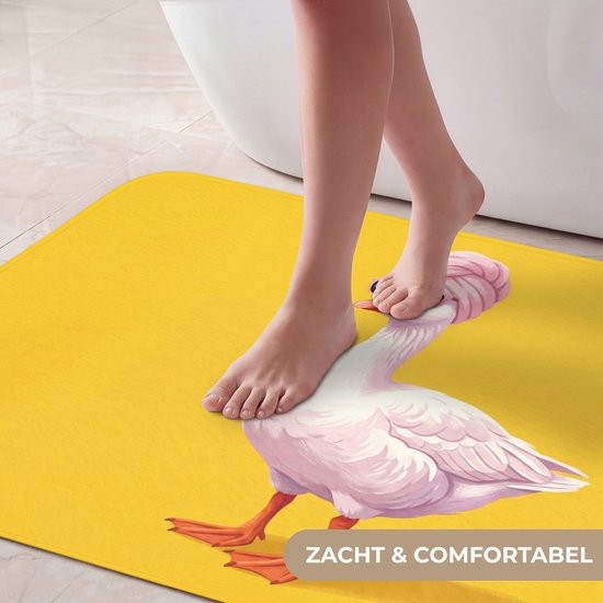 Badmat 90x60 cm - Antislip - Eend - Zonnebril - Geel - Badmatten voor ...